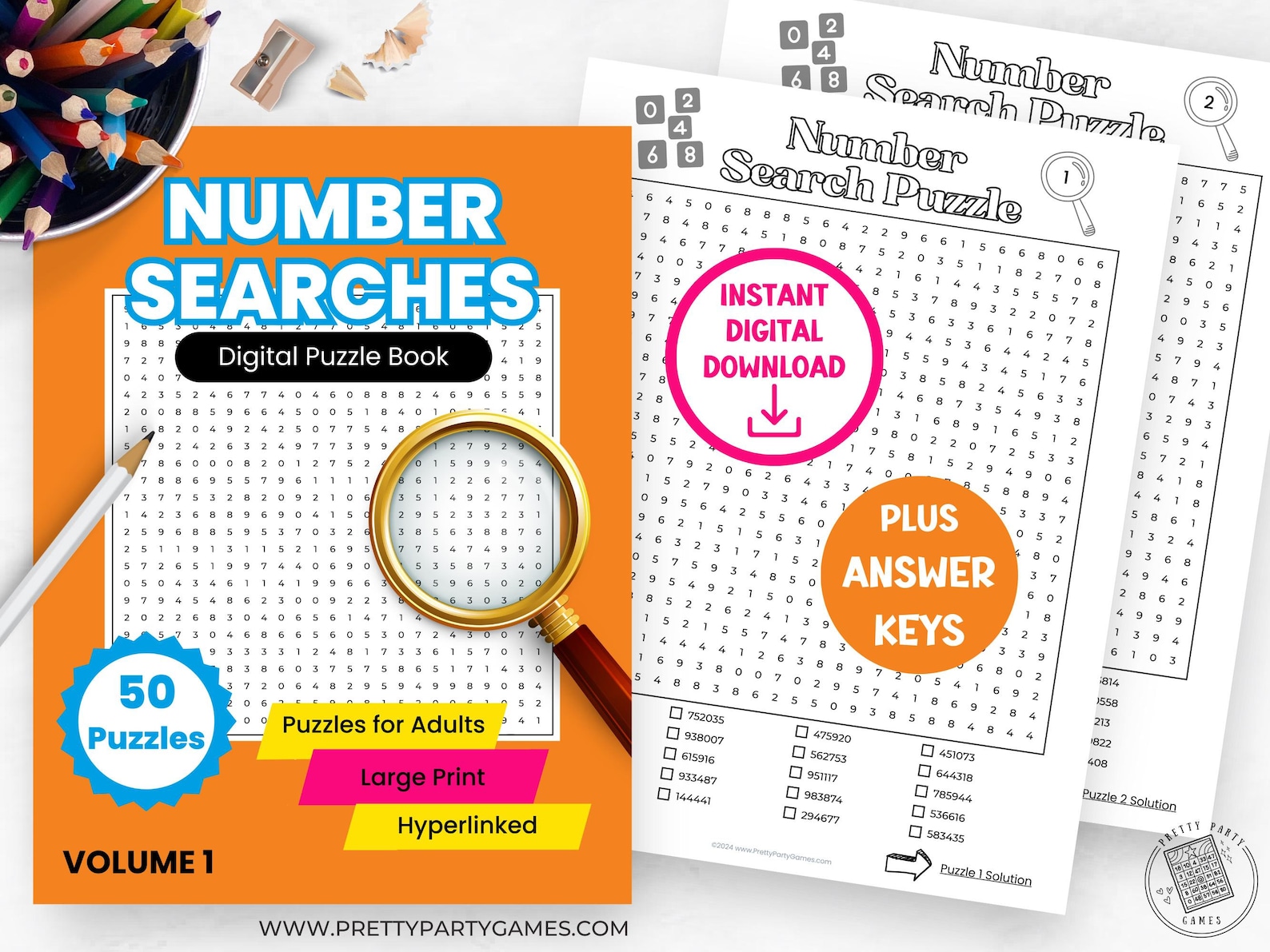 Number Search Puzzle Book, 50 Printable Numeric Word Search Puzzles and ...