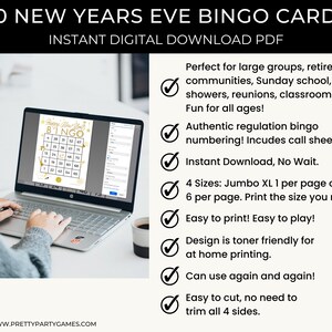 50 Printable New Years Eve Bingo Cards With Numbers, NYE Bingo Game for ...