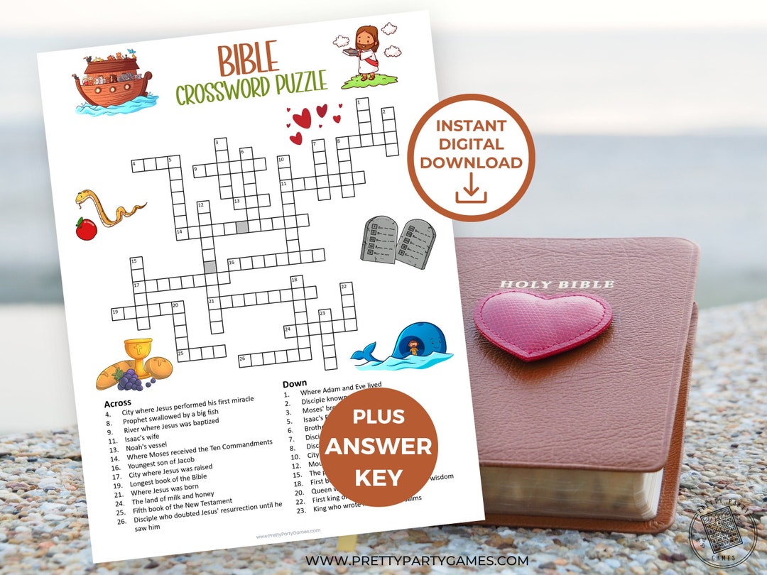 Bible Crossword Puzzle Printable Solution, Bible Study Games for Kids ...
