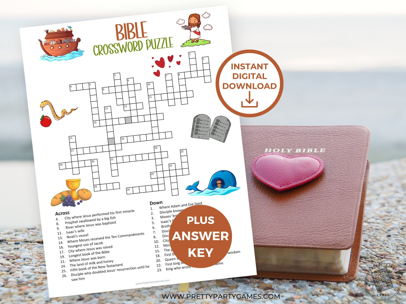 Bible Crossword Puzzle Printable Solution, Bible Study Games for Kids ...
