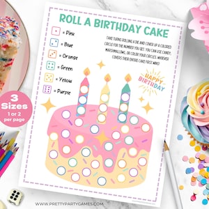 Fun Birthday Candy Dice Game for Kids, Roll A Birthday Cake Dice Game ...