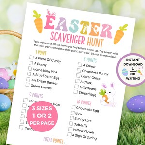 Printable Easter Scavenger Hunt, Indoor Easter Party Games for Kids ...