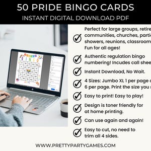 50 Pride Bingo Cards, Pride Month Printable Party Games, LGBTQIA Party ...