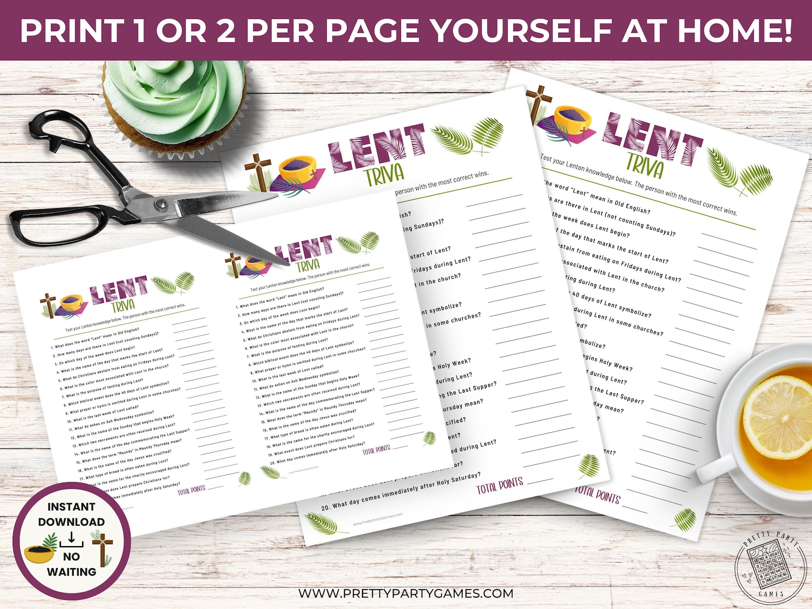 Lent Trivia Game for Kids or Adults, Catholic Lenten Party Games for ...