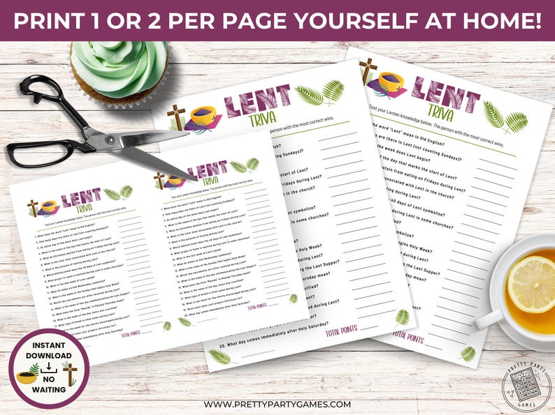 Lent Trivia Game for Kids or Adults, Catholic Lenten Party Games for ...