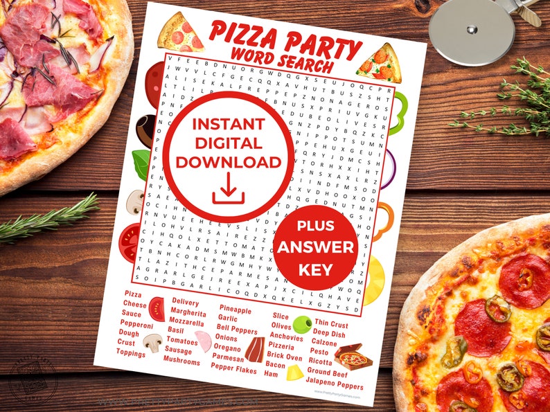 Printable Pizza Word Search Puzzle for Kids & Adults, Fun Pizza Party ...