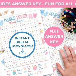 Gender Reveal Word Search Puzzle, Printable Gender Reveal Party Games ...