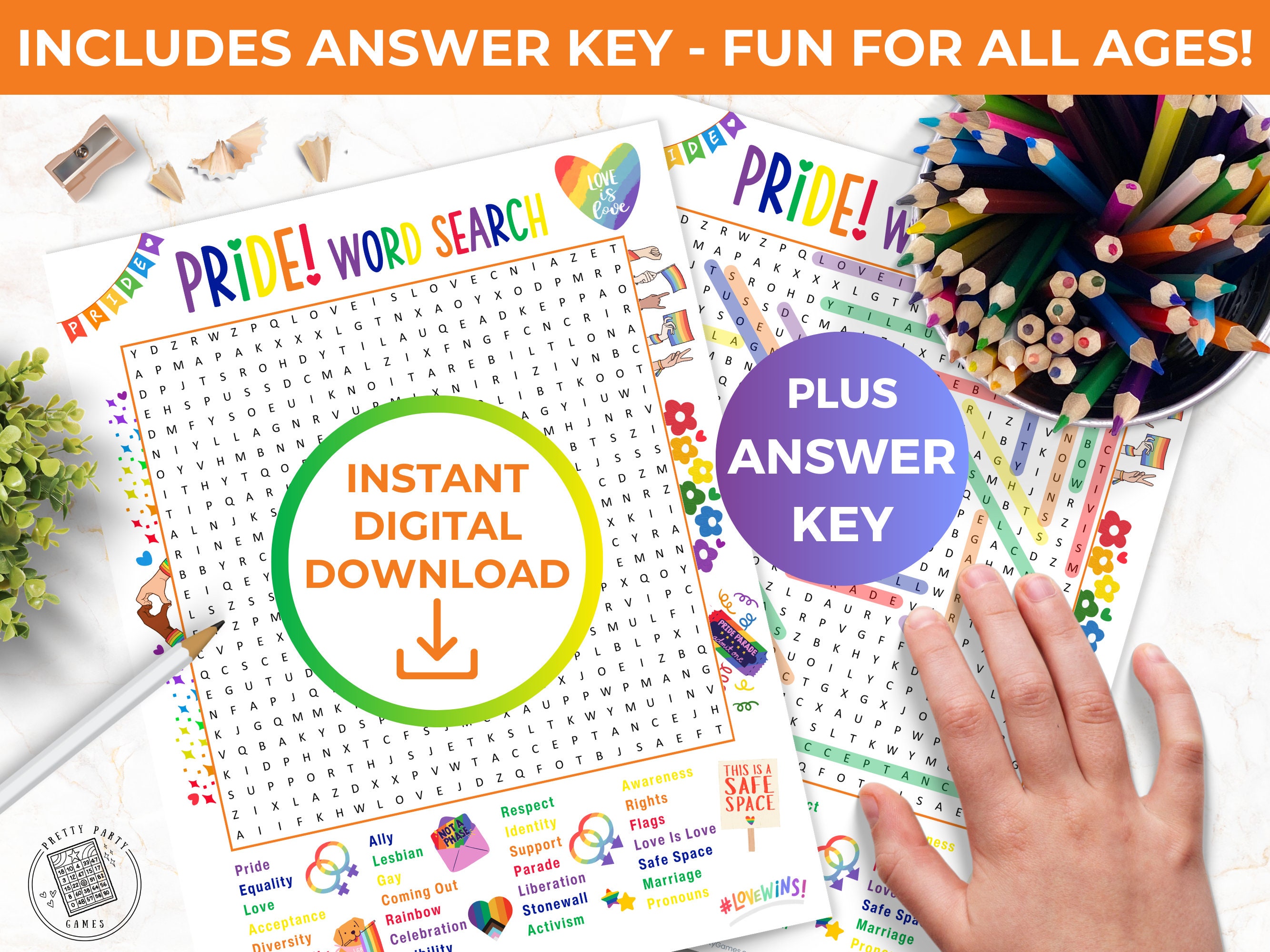 Pride Word Search Game, Pride Month Party Activity for Kids & Adults ...
