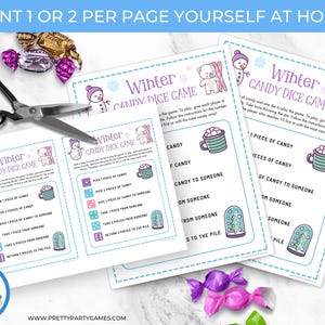 Winter Candy Dice Game Printable, Roll the Dice Winter Wonderland Game ...