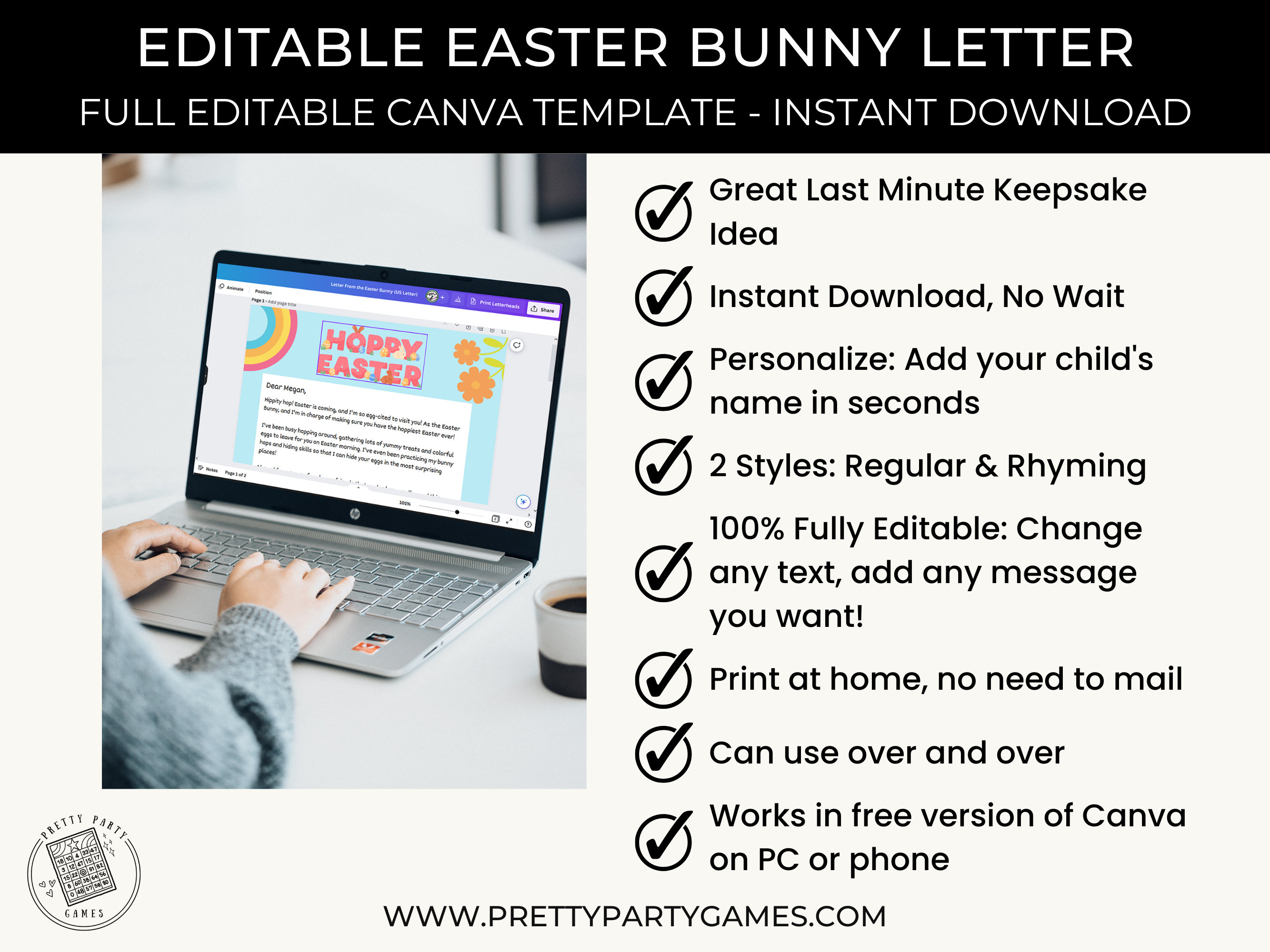 Editable Easter Bunny Letter Printable, Personalized Letter From the ...