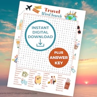 Word Search Printable Pack | 3 Levels Easy-middle-hard | Travel Word ...