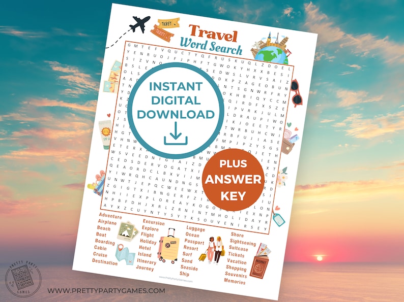 Travel Word Search Puzzle and Solution, Travel Games for Adults & Kids ...