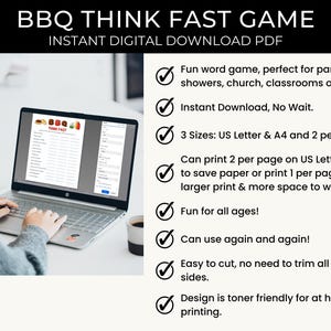 Backyard BBQ Think Fast Game, Summer Cookout Activities, Fun Printable ...