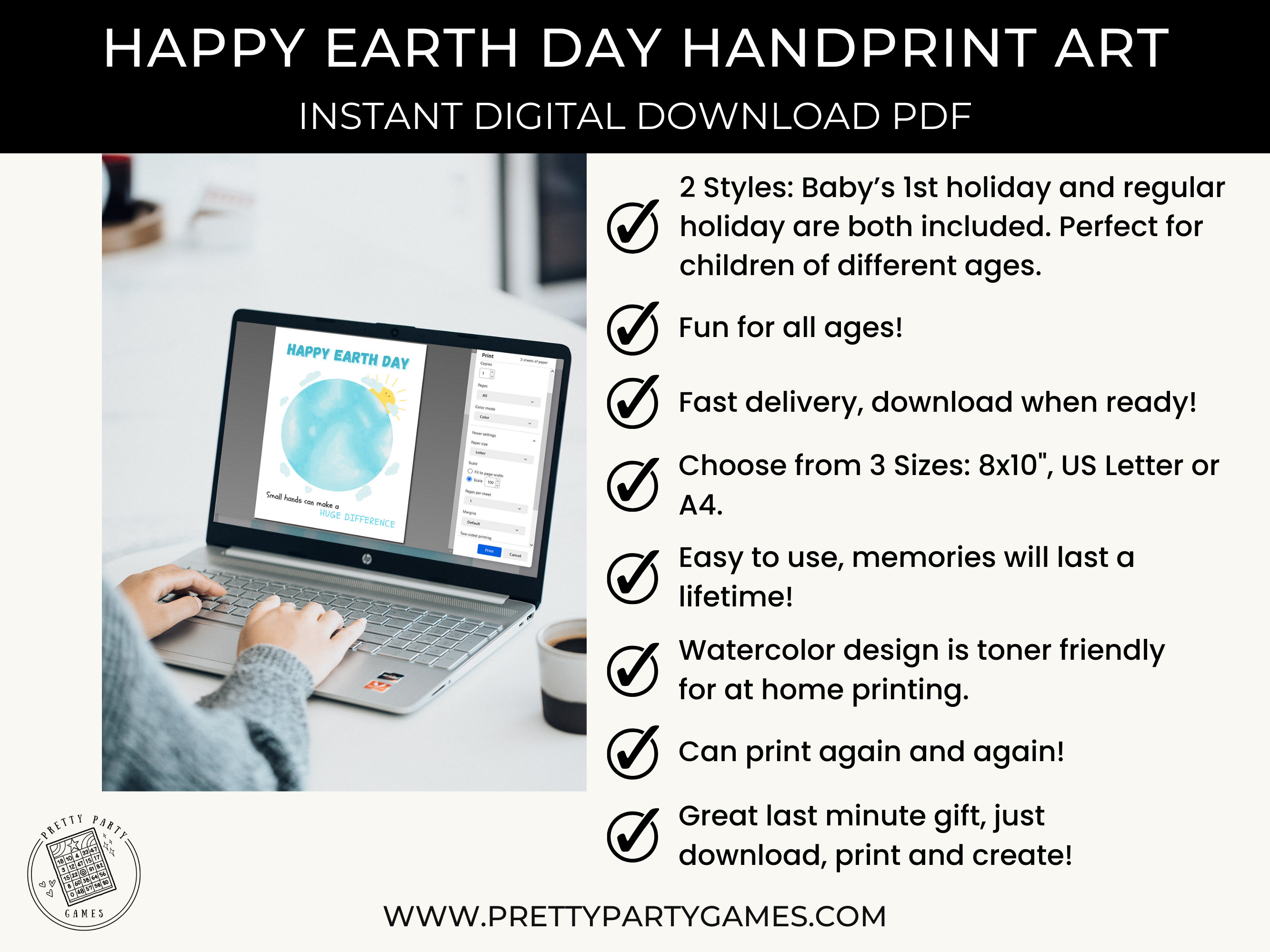 Printable Happy Earth Day Handprint Keepsake Activity, My First Earth ...