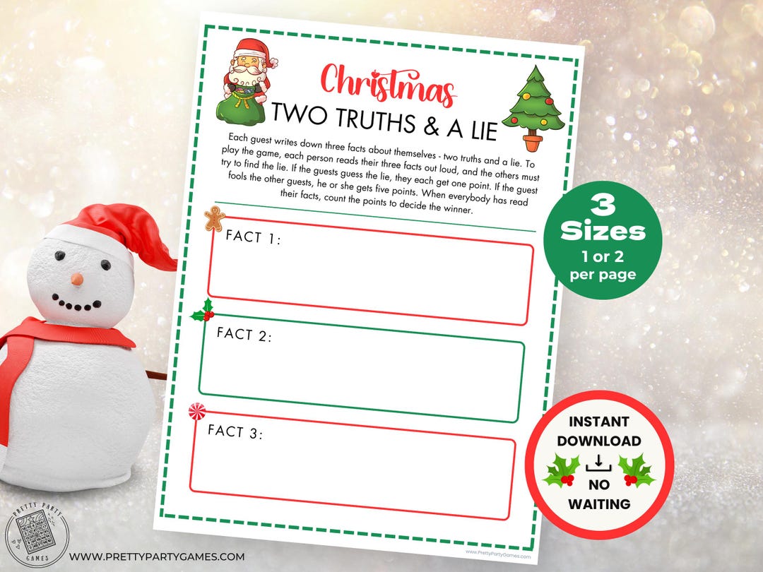 Christmas Two Truths and A Lie Game, Fun Christmas Party Games for ...