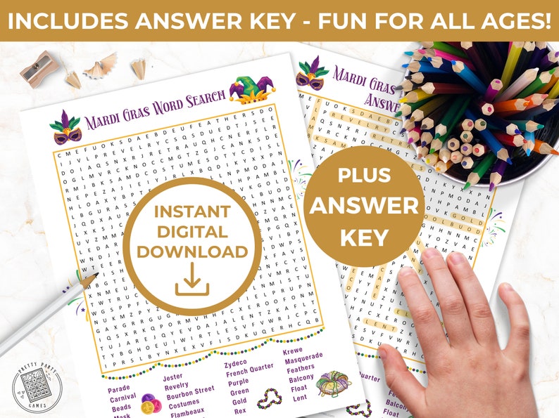 Mardi Gras Word Search Puzzle + Answer Key, Mardi Gras Activities for ...