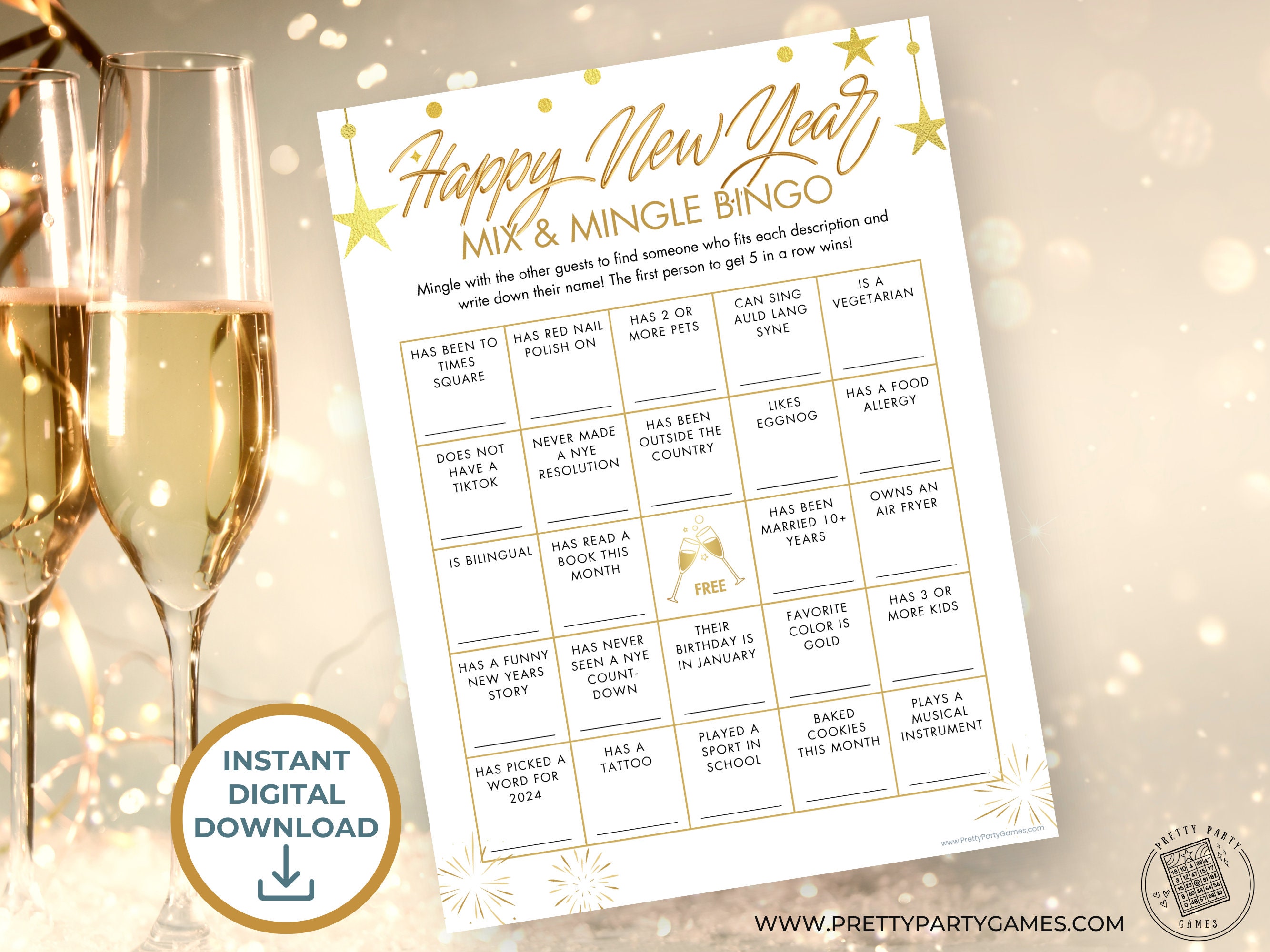 New Years Eve Mix & Mingle Bingo, New Years Eve Party Games, Work ...