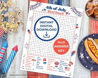 4th of July Word Search Puzzle and Solution, 4th of July Games for ...