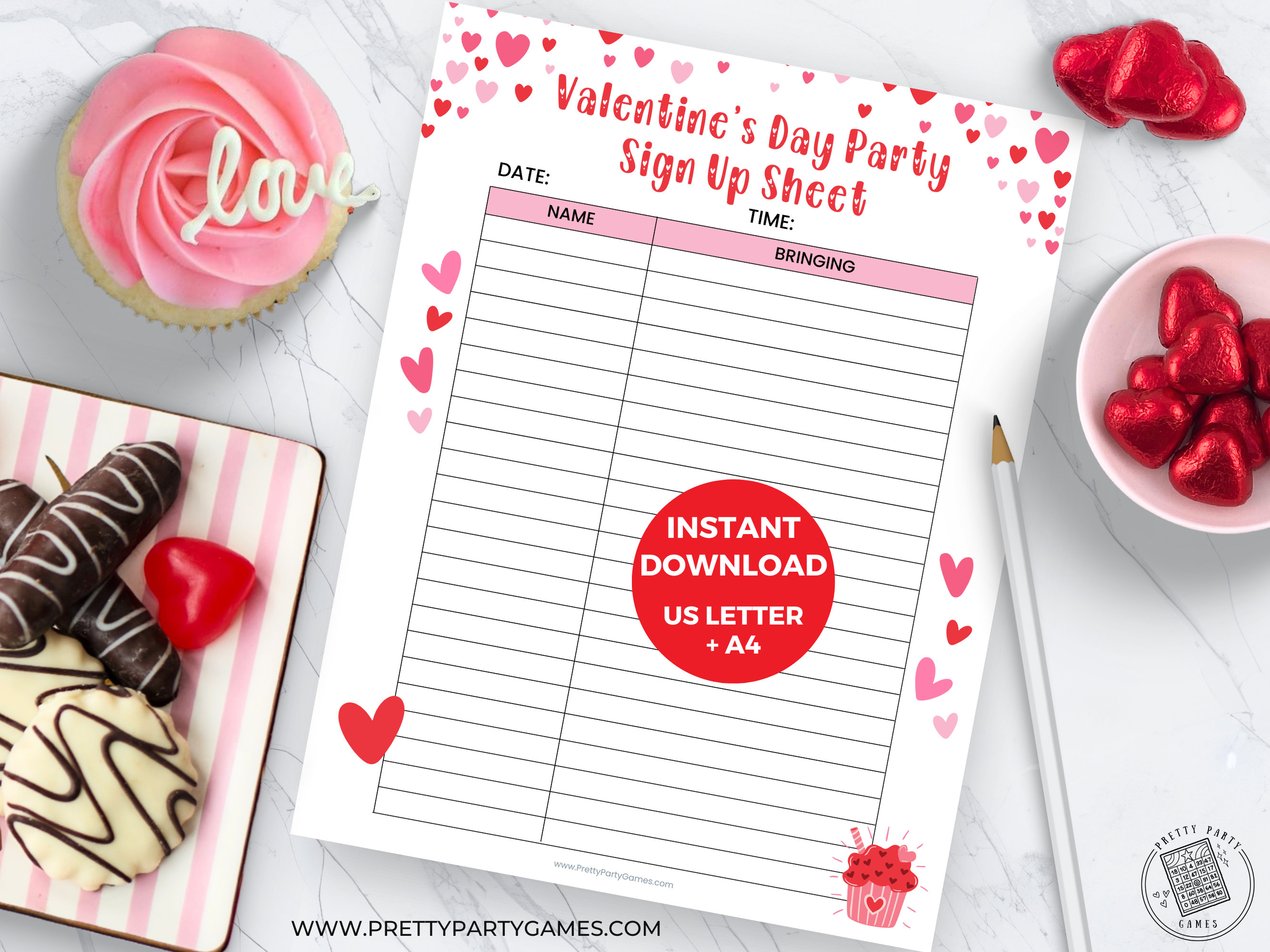 Valentines Day Party Sign up Sheet, Potluck Sign up Form, PTO PTA Event ...