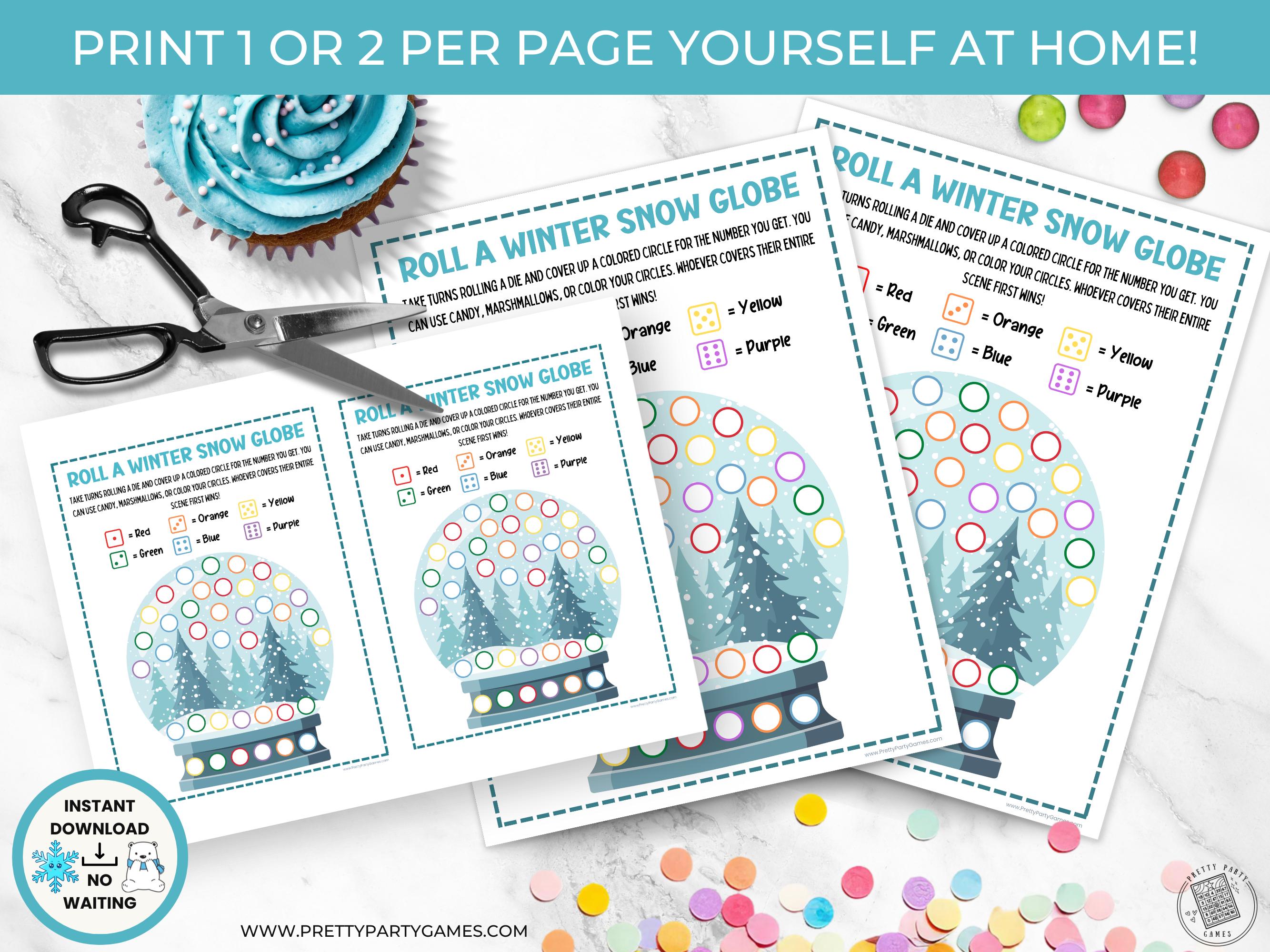 Winter Snow Globe Roll A Dice Game, Winter Candy Dice Game for Kids ...