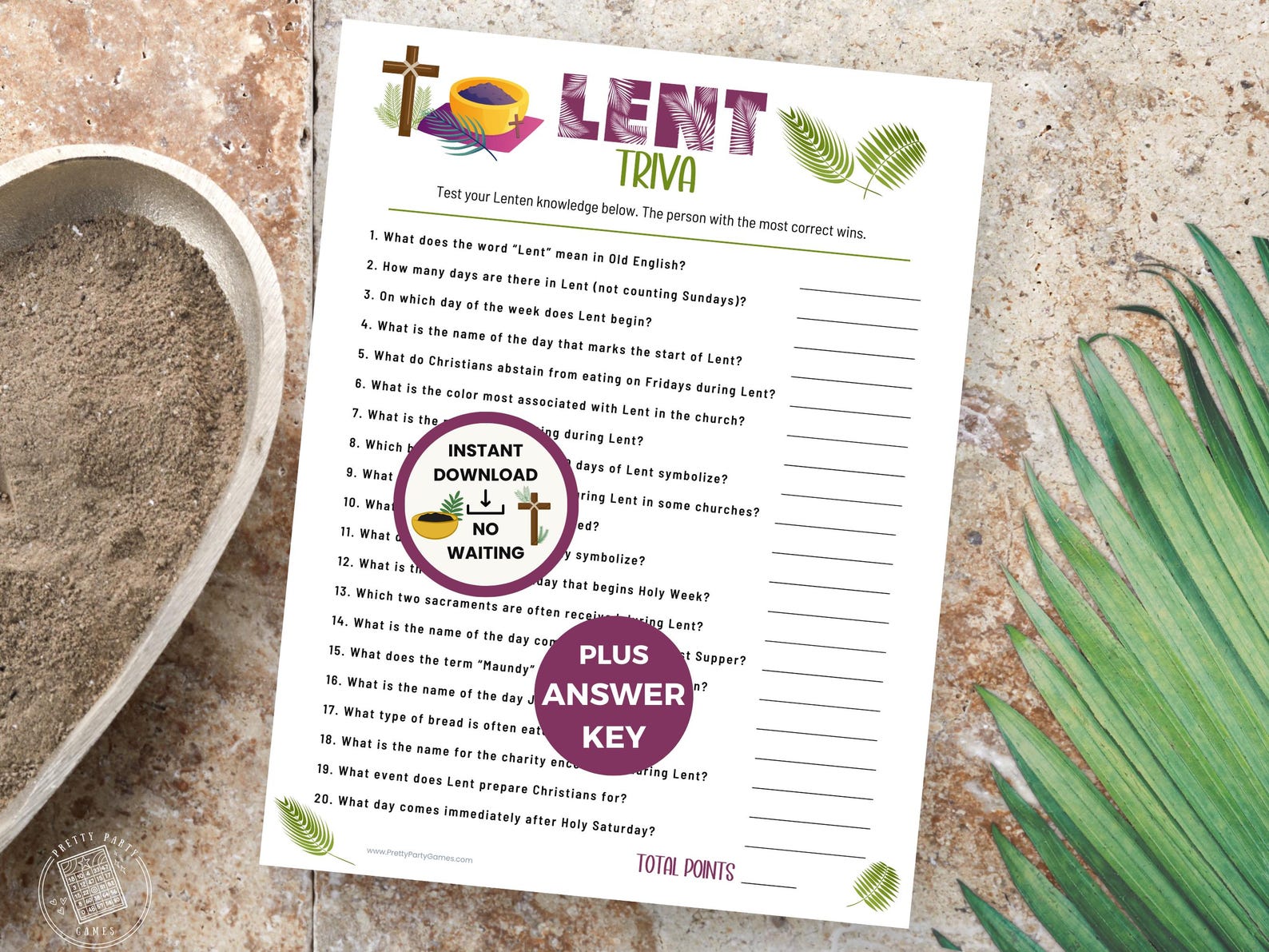 Lent Trivia Game for Kids or Adults, Catholic Lenten Party Games for ...