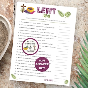 Lent Trivia Game for Kids or Adults, Catholic Lenten Party Games for ...