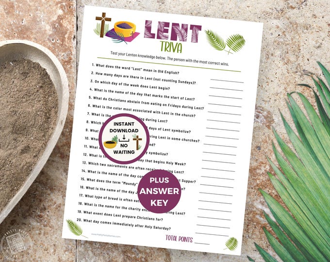 Lent Trivia Game, Easter Party Games, Sunday School Activities, Lenten ...