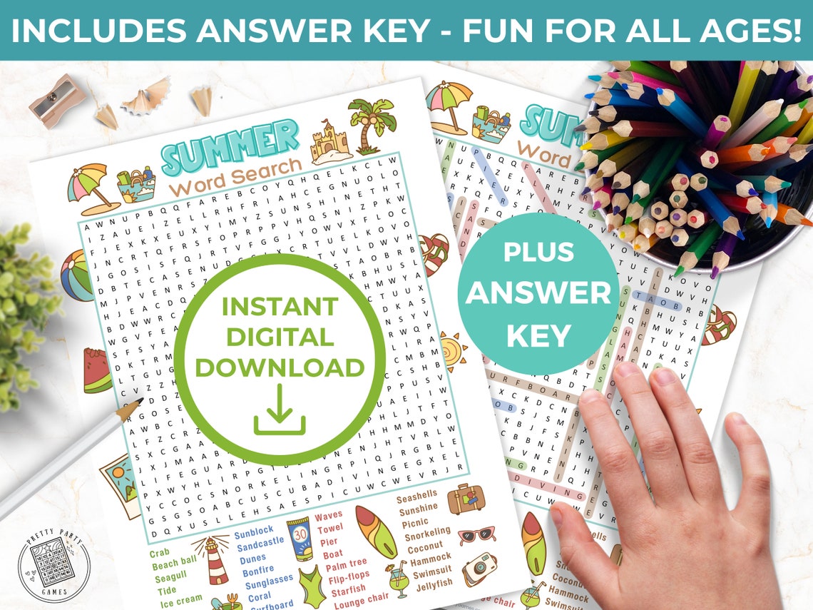 Summer Word Search Puzzle and Solution, Wordsearch Puzzles for Kids ...