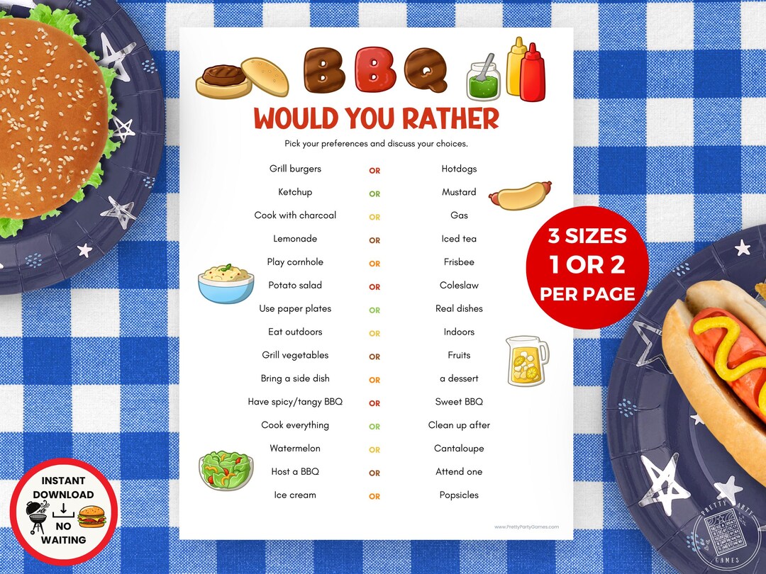 Backyard BBQ Would You Rather Game, Summer Cookout Activities ...