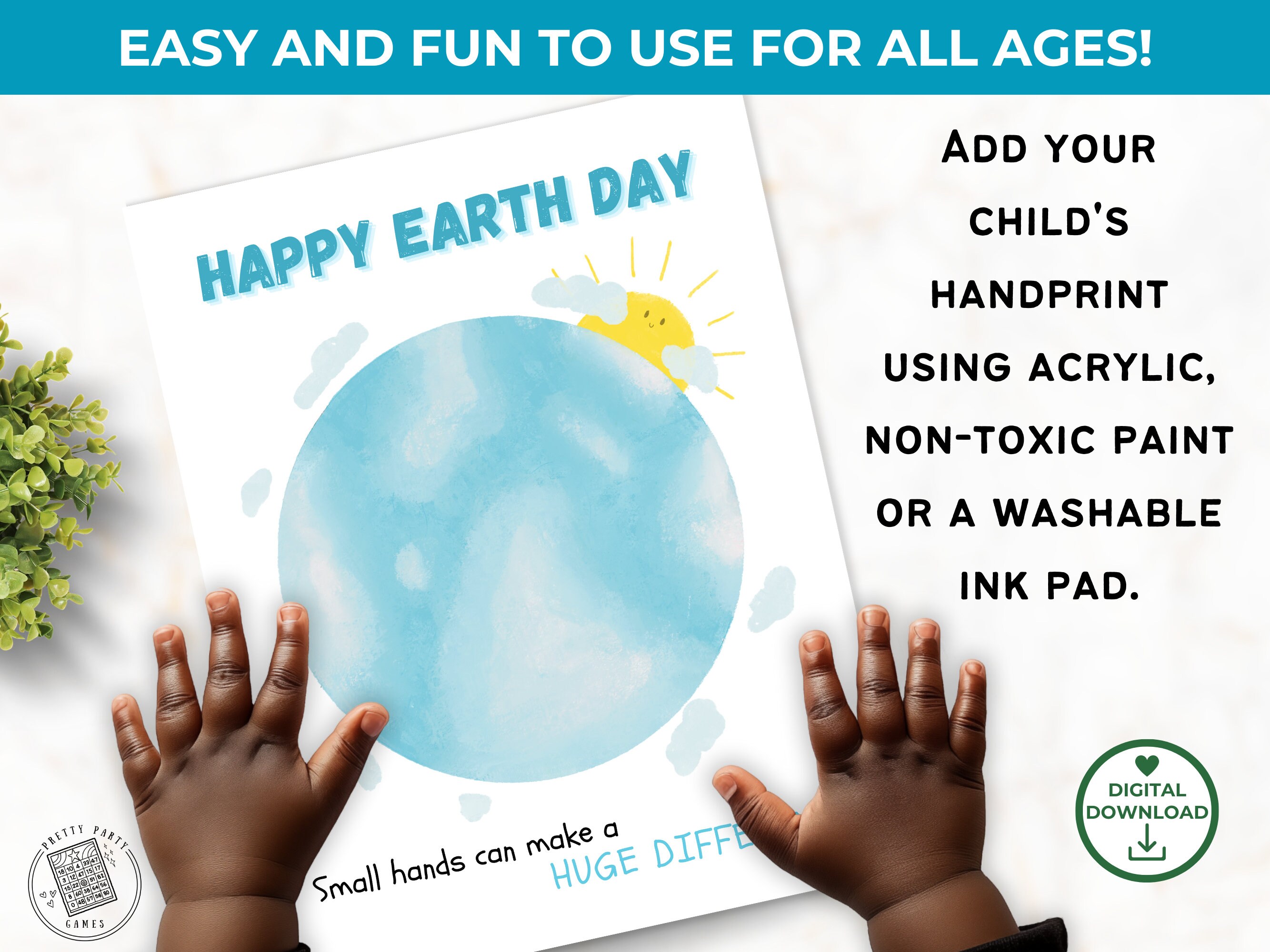 Printable Happy Earth Day Handprint Keepsake Activity, My First Earth ...