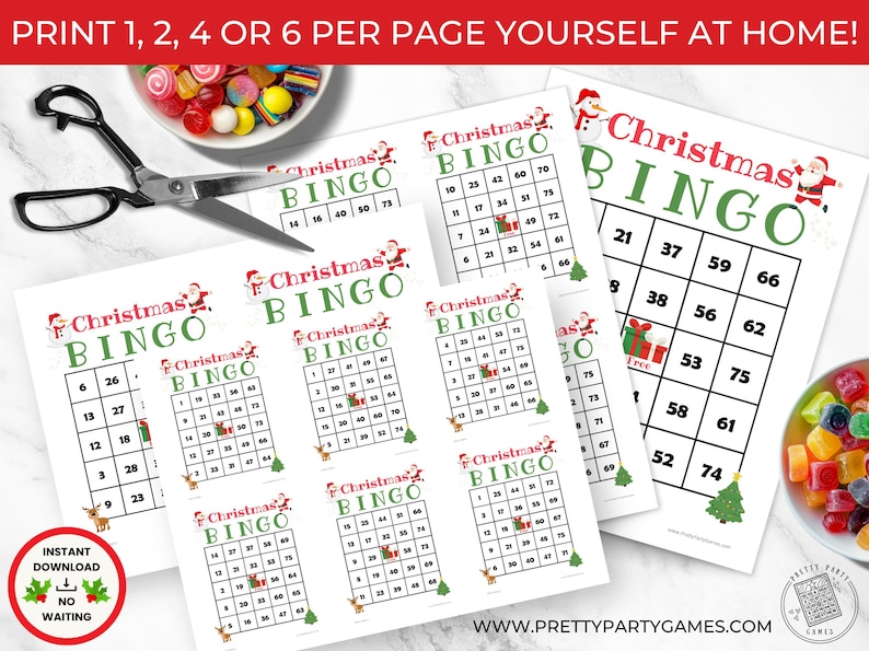 500 Christmas Bingo Cards With Numbers, Fun Christmas Bingo Game for ...