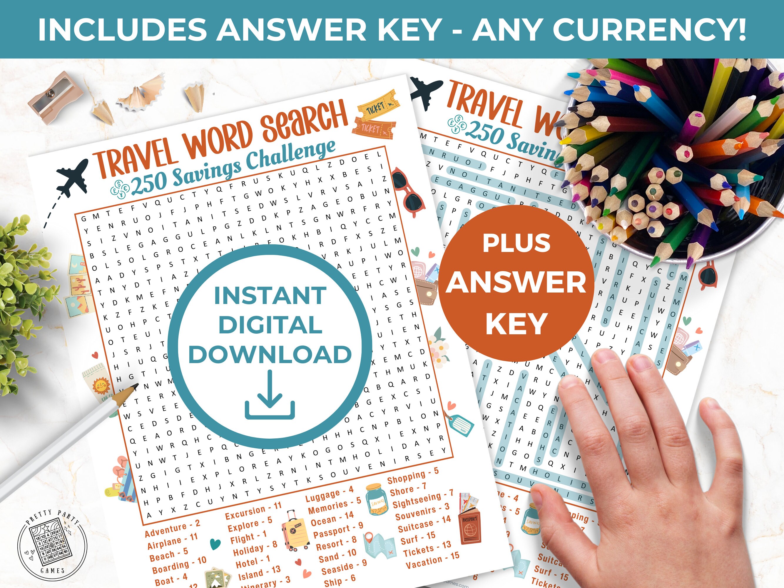 Word Search Savings Challenge, Travel Word Search Printable + Solution ...