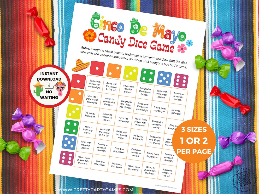 Cinco De Mayo Candy Dice Game, Fun Candy Swap Left Right Party Game for ...
