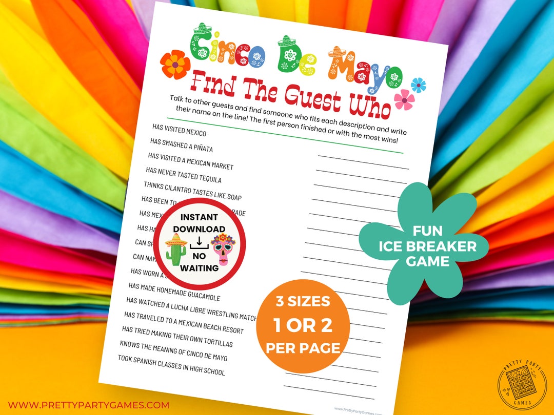 Find the Guest Cinco De Mayo Game, Printable Icebreaker Office Party ...