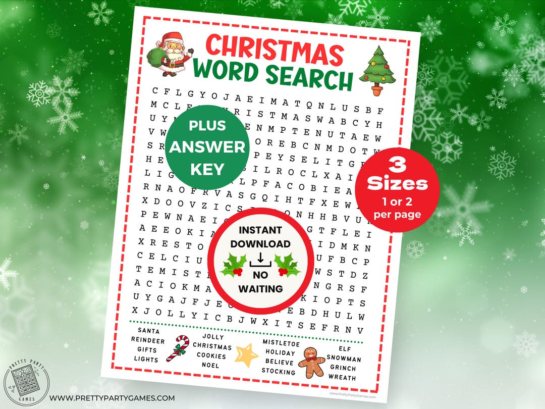 Christmas Word Search for Kids & Adults, Fun Christmas Games for Kids ...