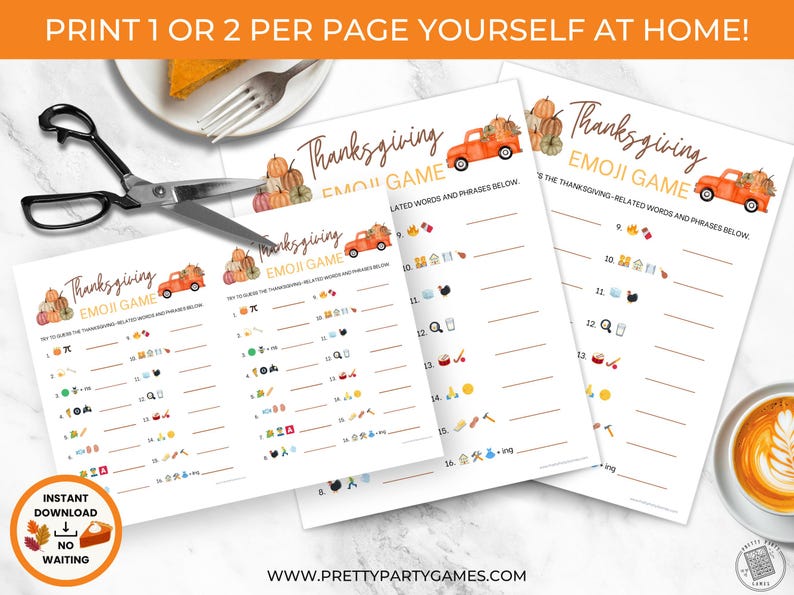 Thanksgiving Emoji Game Printable, Thanksgiving Party Game, Fun ...