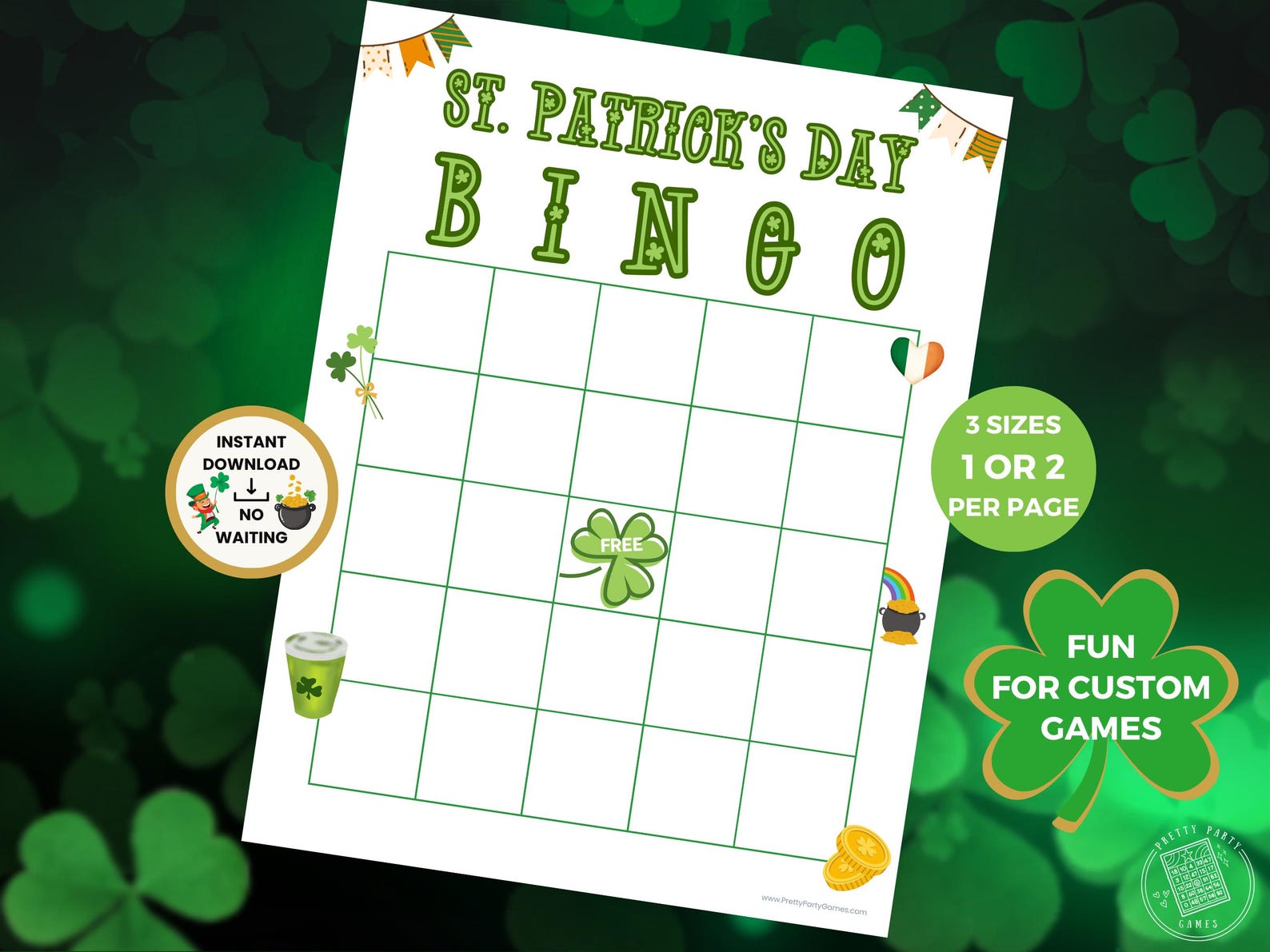 St. Patrick's Day Blank Bingo Card Printable, Perfect to Make Your Own ...