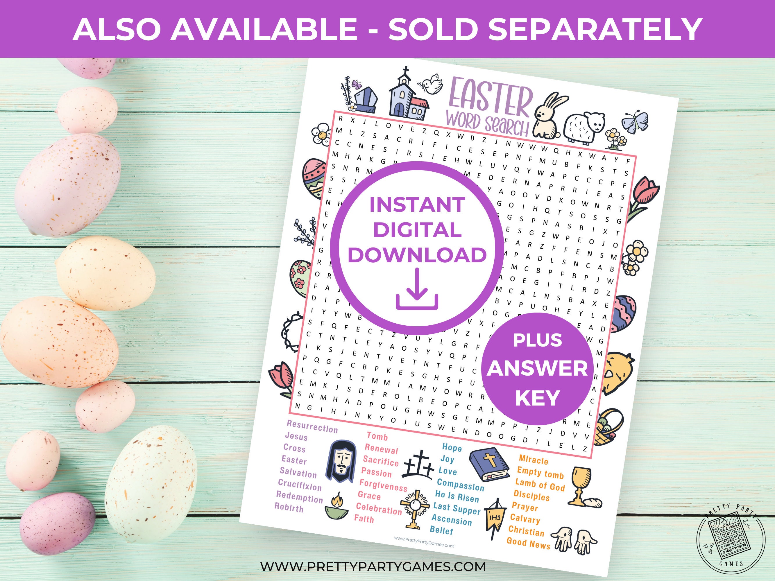 Printable Easter Word Search for Kids & Adults + Answer Key, Fun Easter ...