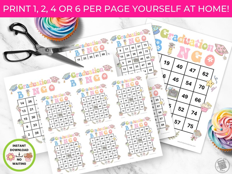 50 Graduation Bingo Cards, Pretty Retro Groovy Pastel Bingo for ...