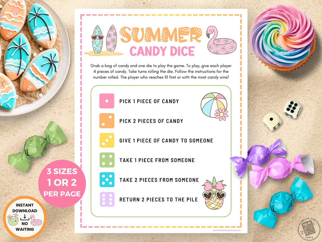 Summer Candy Dice Game, Fun Summer Activities for Kids, Table Game to ...
