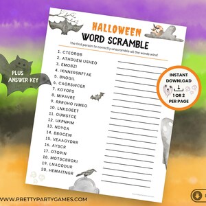 Halloween Word Scramble, Printable Halloween Party Games for Kids ...