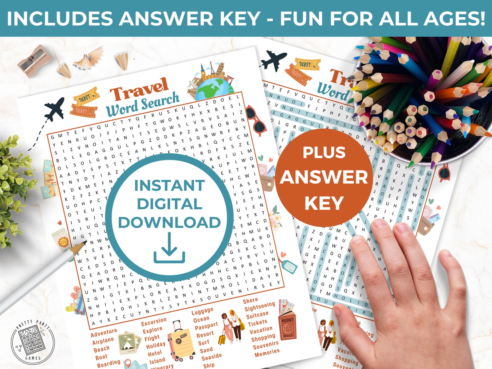 Travel Word Search Puzzle and Solution, Travel Games for Adults & Kids ...