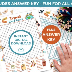 Travel Word Search Puzzle and Solution, Travel Games for Adults & Kids ...