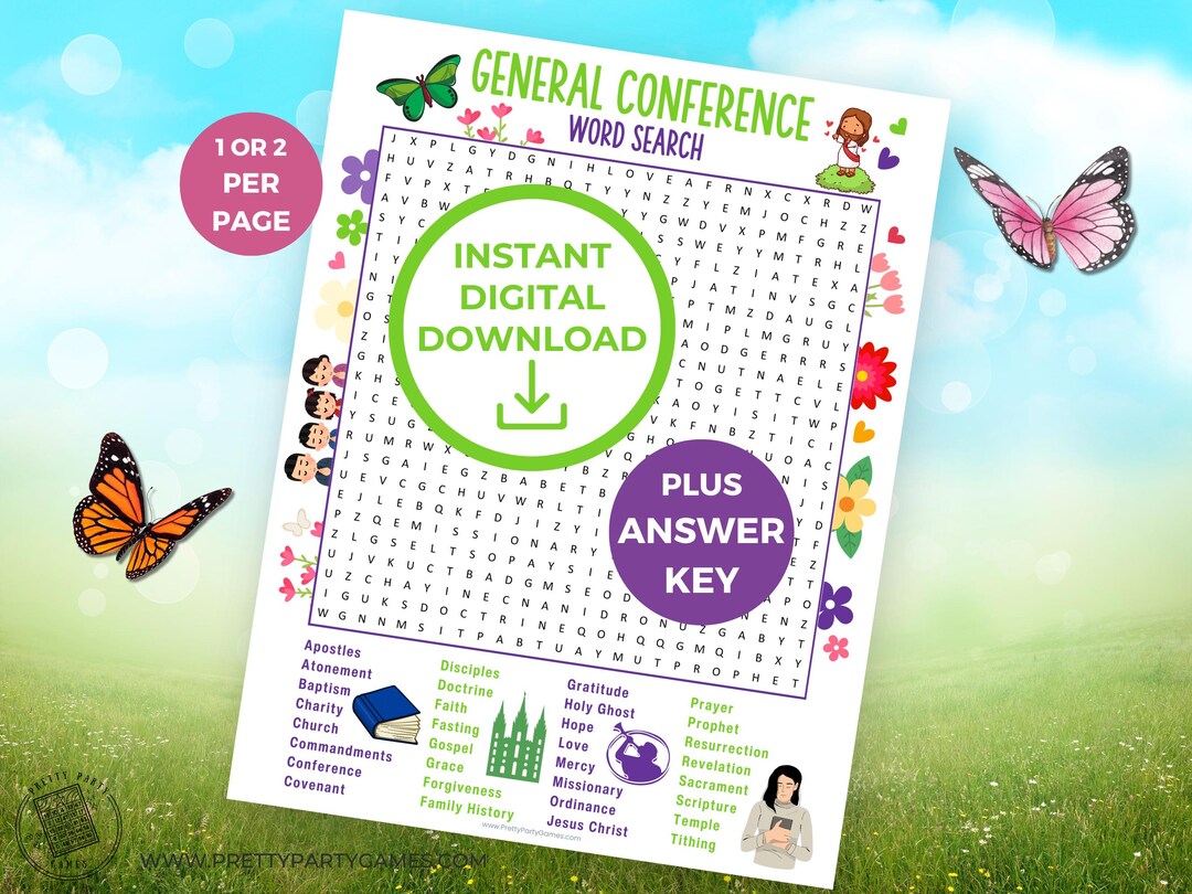 General Conference Printable Word Search PDF, LDS Activity for Kids ...