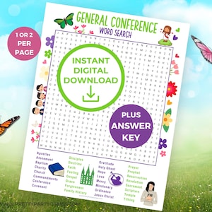 General Conference Printable Word Search PDF, LDS Activity for Kids ...