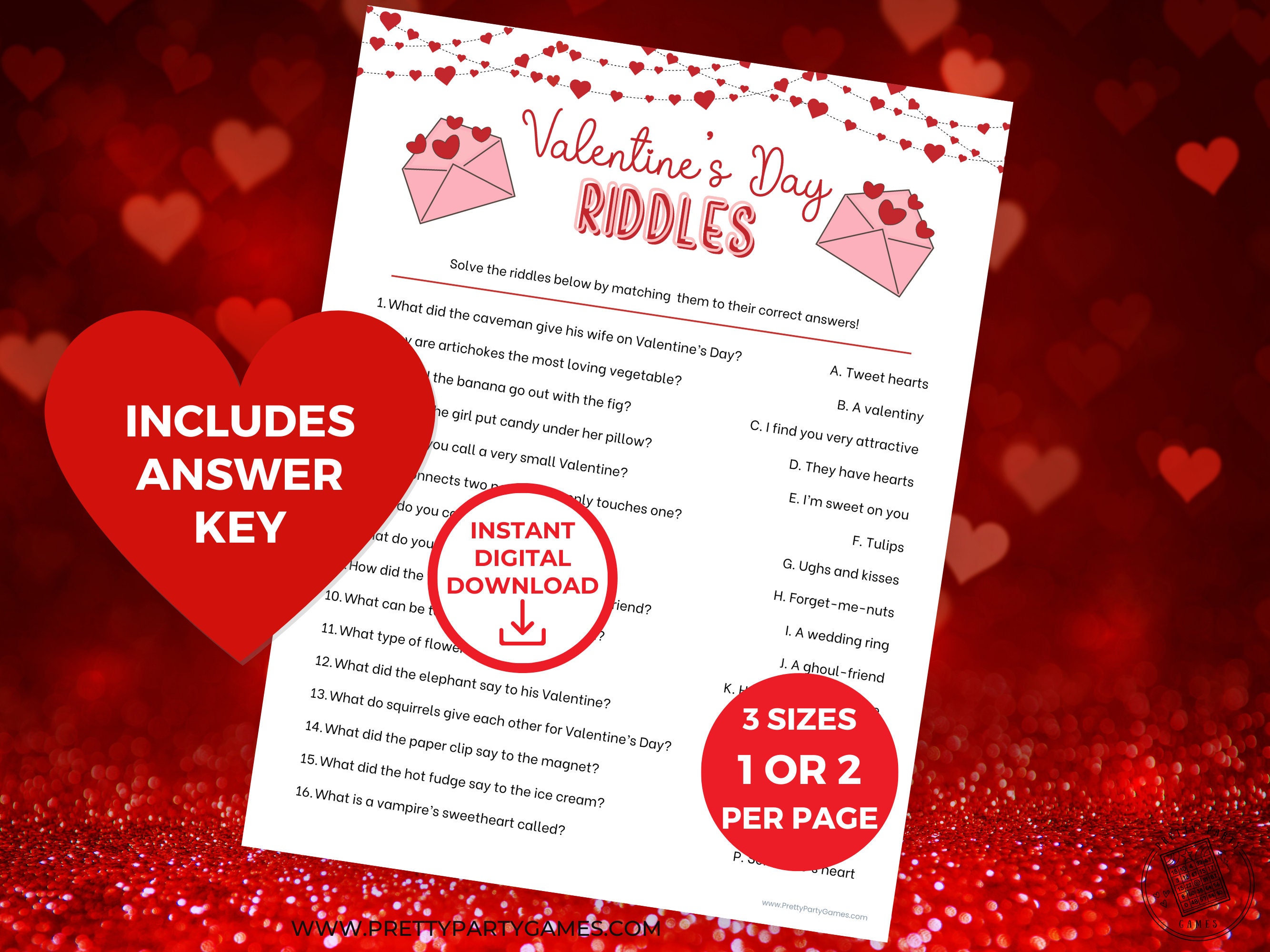Valentines Day Riddles for Kids Printable, Valentine Class Game, Fun ...