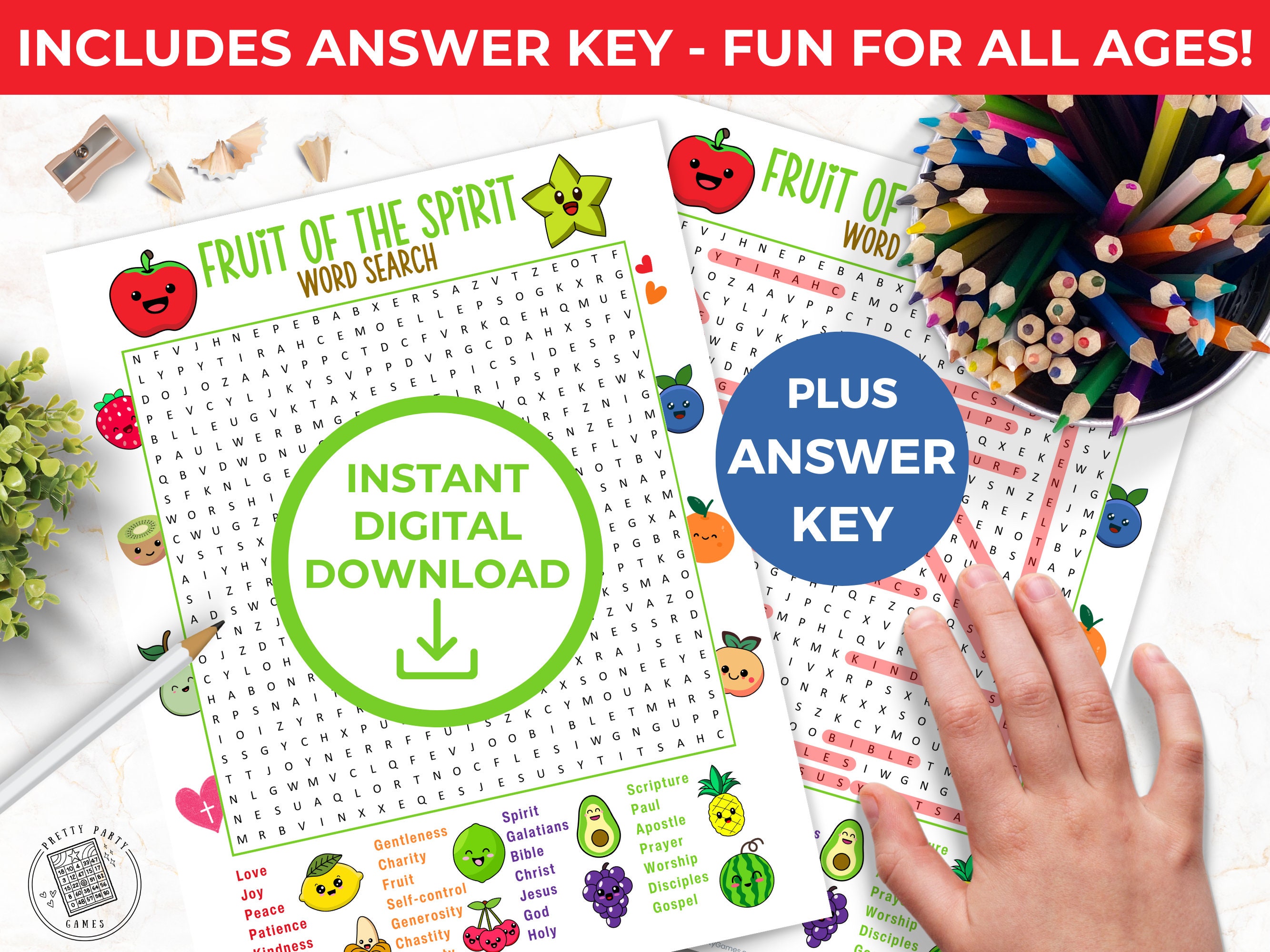 Fruit of the Spirit Word Search Game, Bible Activity for Kids & Adults ...