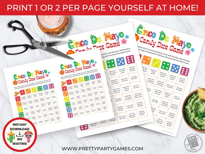 Cinco De Mayo Candy Dice Game, Fun Candy Swap Left Right Party Game for ...