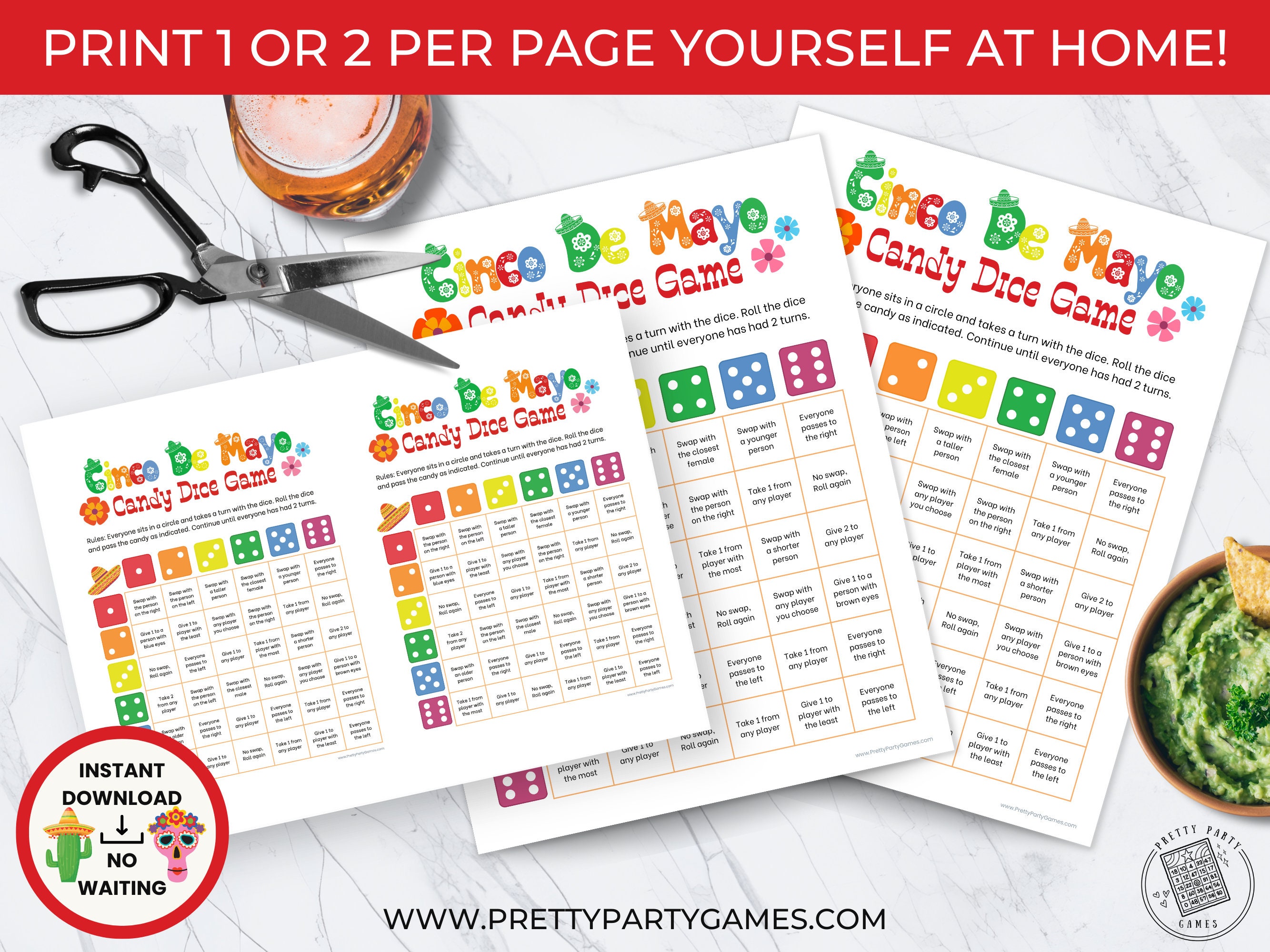 Cinco De Mayo Candy Dice Game, Fun Candy Swap Left Right Party Game for ...