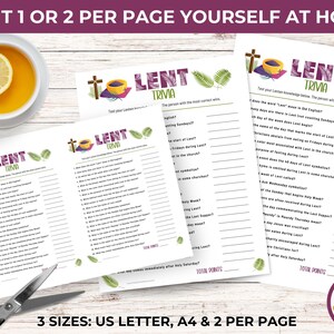 Lent Trivia Game for Kids or Adults, Catholic Lenten Party Games for ...